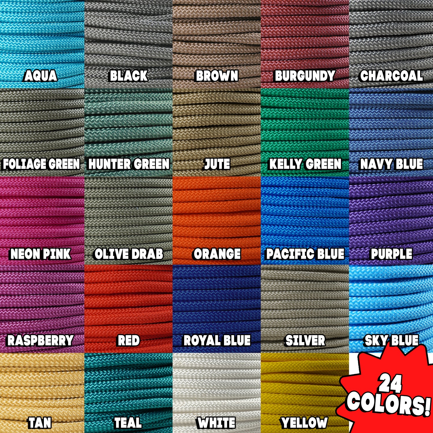 Teal 1/4" Polypropylene Utility Rope 50, 100, 300 ft – 24 Colors ...